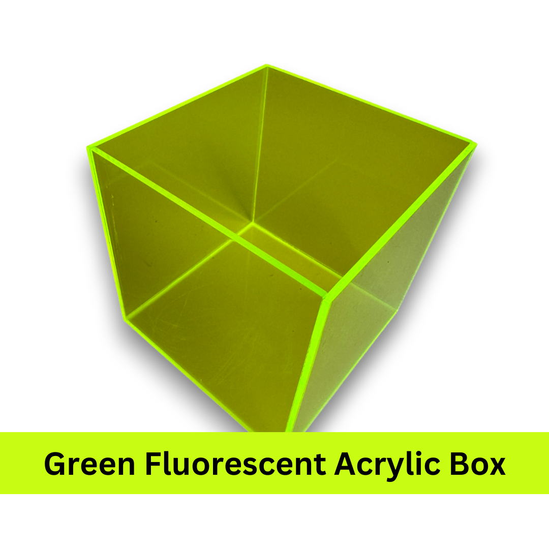 5-Sided Fluorescent Green Acrylic Box – PlexiDepot